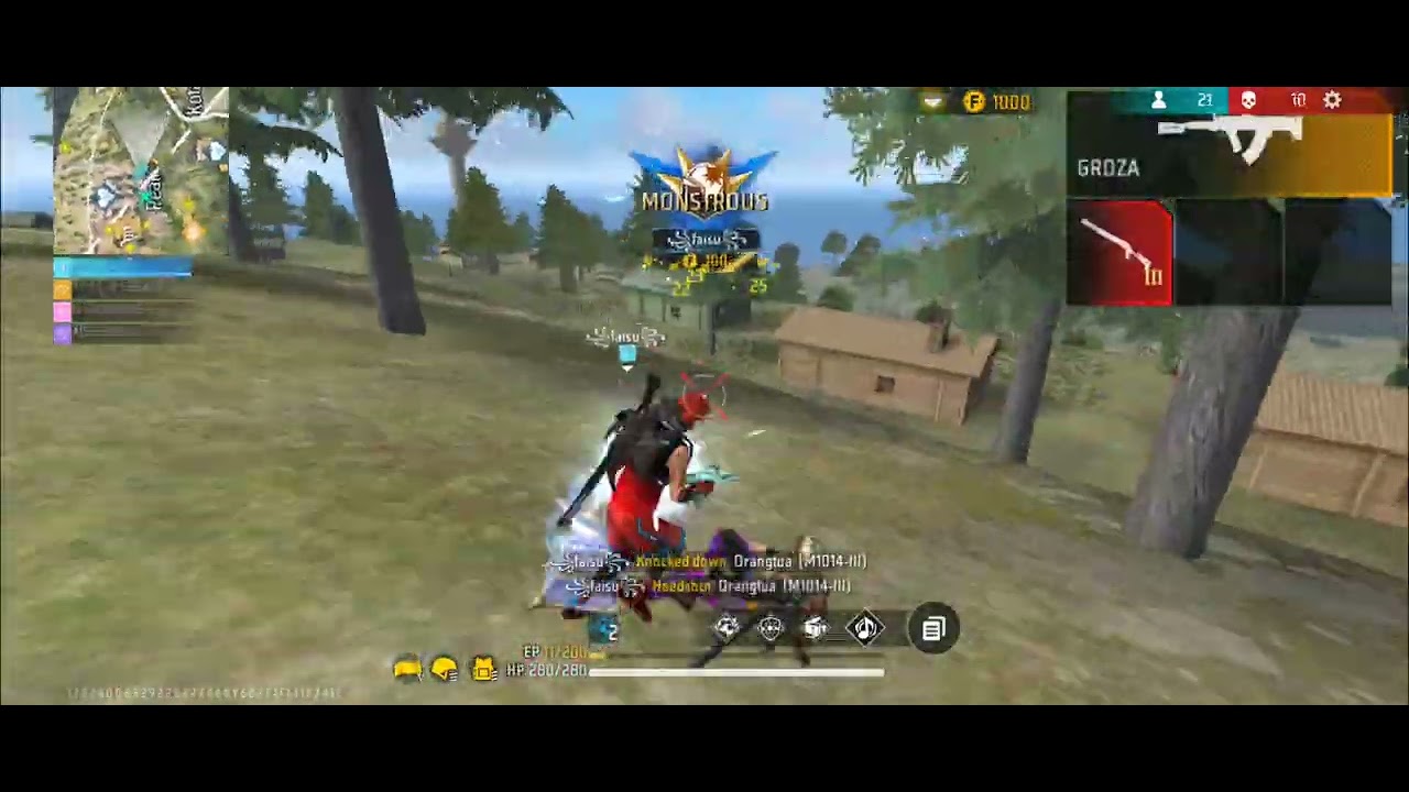 showing my first gameplay of free fire in 8x speed 🚄 ful headshot ...