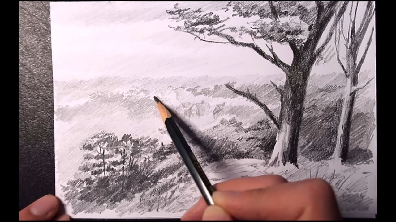 A Quick Drawing of Landscape | space3art4 - YouTube