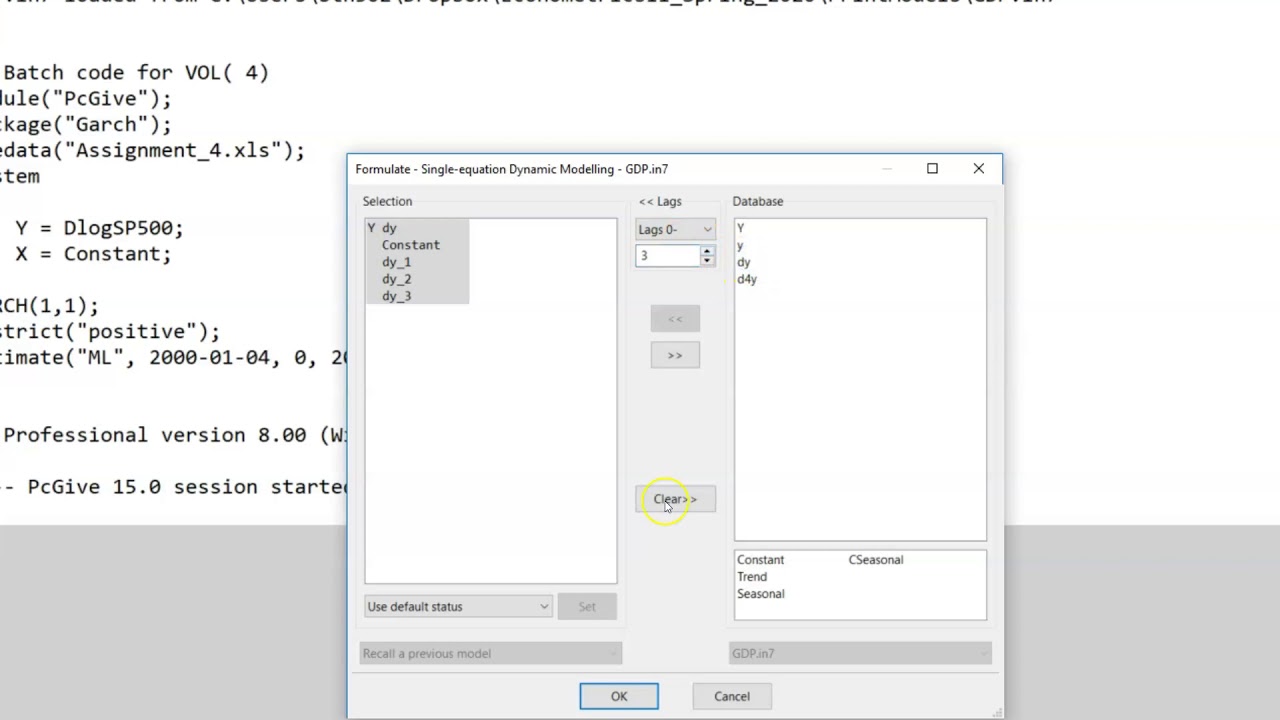 On exporting estimation results from PcGive (OxMetrics) to LaTeX. - YouTube