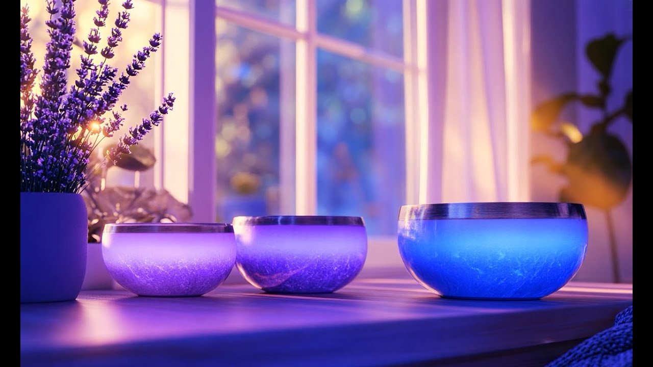 Calming Purple and Blue Light from Singing Bowls | Mindfulness ...