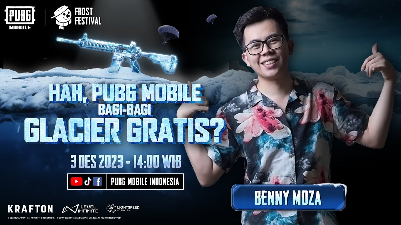 HAH!!! BENNY MOZA BAGI-BAGI GLACIER GRATIS - PUBG MOBILE INDONESIA - YouTube
