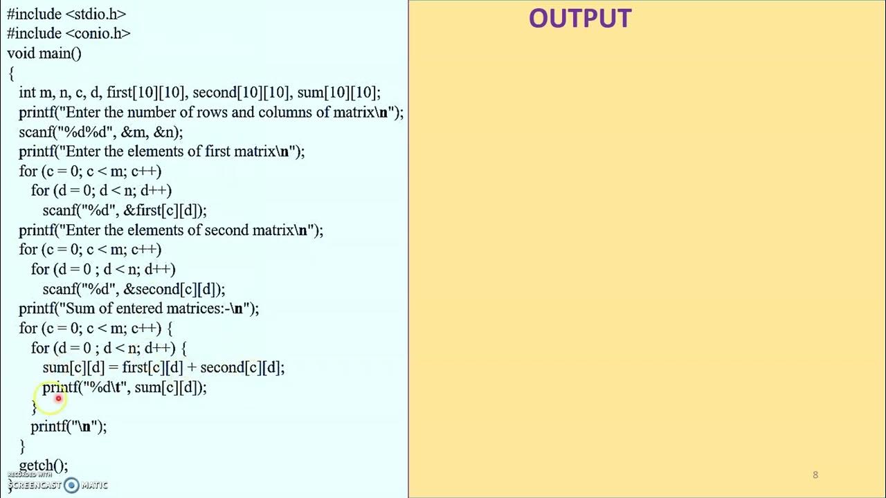 PROGRAM 14 - MATRIX ADDITION - YouTube