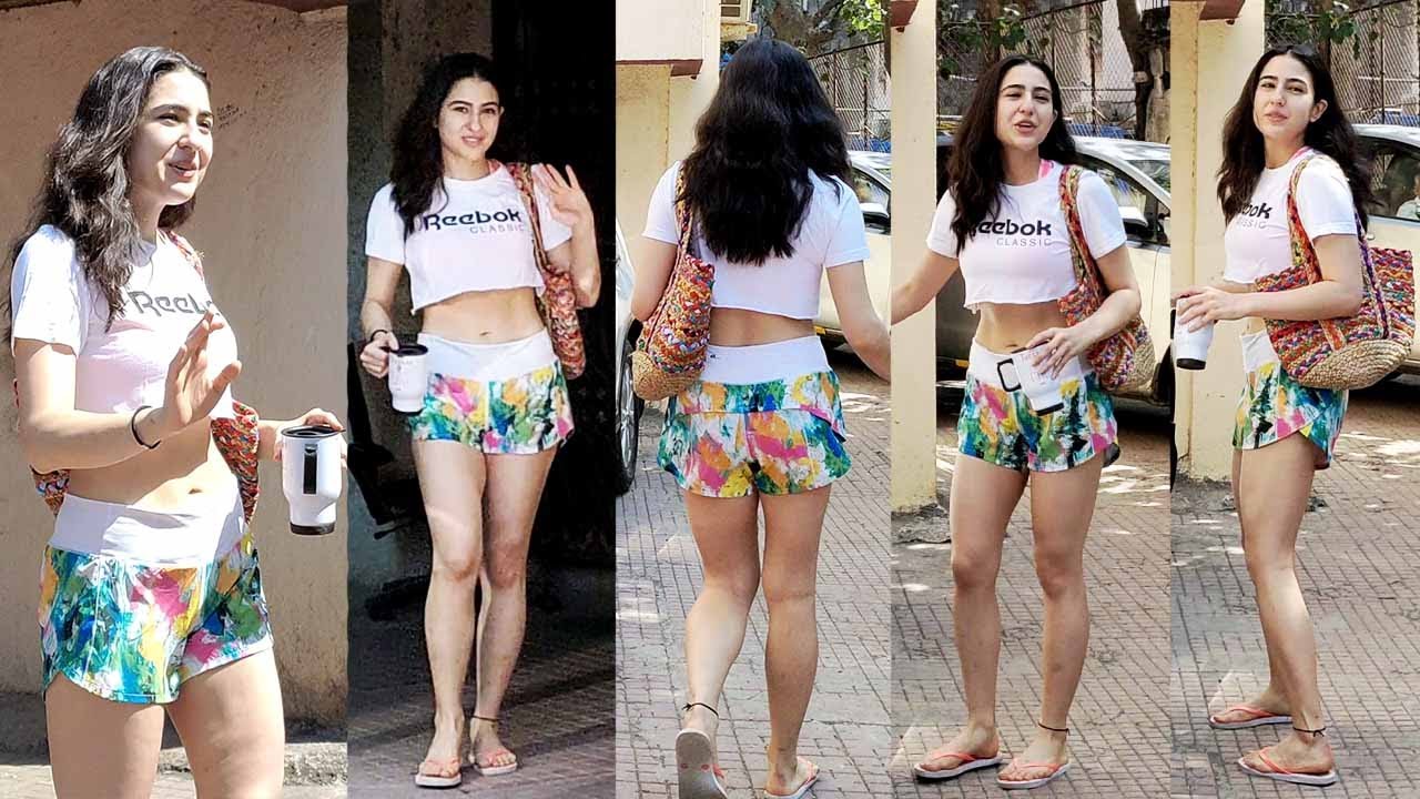 Sara Ali Khan Flaunts Her $exy Abs In White Crop Top Outside Gym! - YouTube