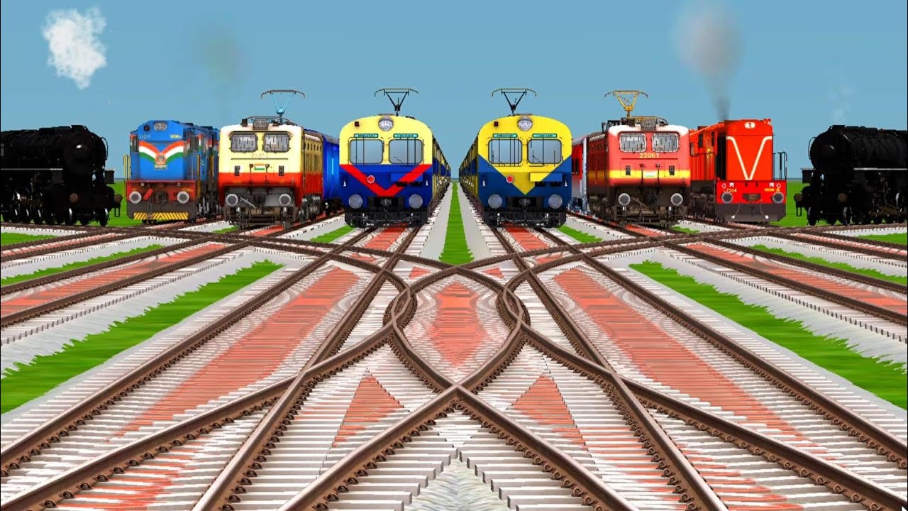 8 Memo Trains Crossing By Bumpy Branched Railroad Tracks | Indian ...