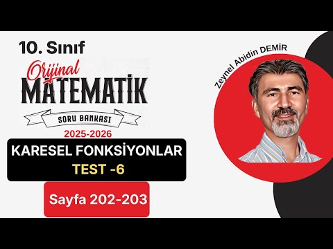 2025-26 10.Sınıf Matematik Orijinal Yayınları SB / Karesel Fonksiyonlar Test-6 (sayfa 202-203)