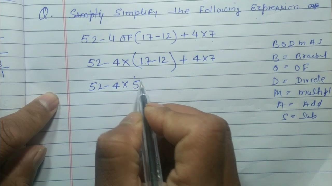 Simplify the following expression by BODMAS methods - YouTube