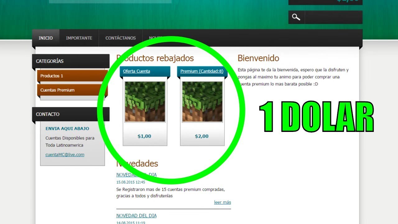 CUENTAS PREMIUM DE MINECRAFT A SOLO 1 DOLAR! - YouTube