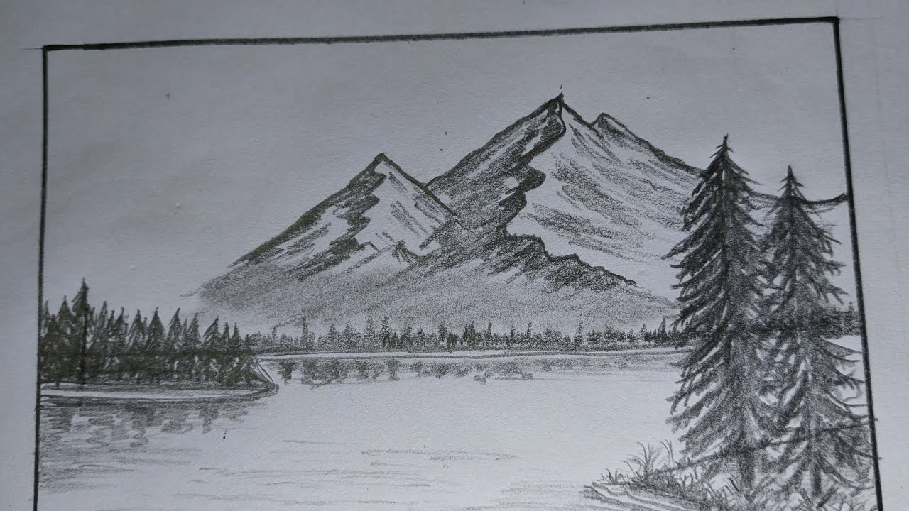 Beautiful nature scenery. how to draw a landscape scenery step by step ...