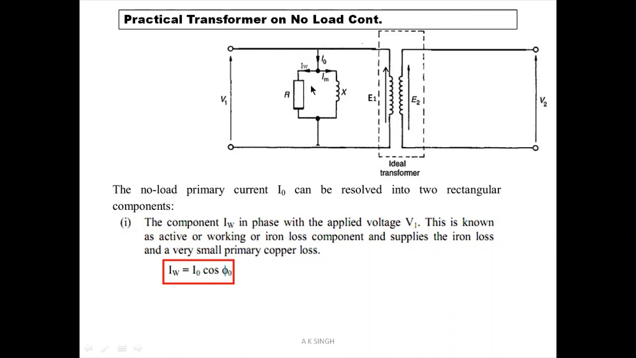 Practical Single Phase Transformer : Theory and Phasor Diagram - YouTube