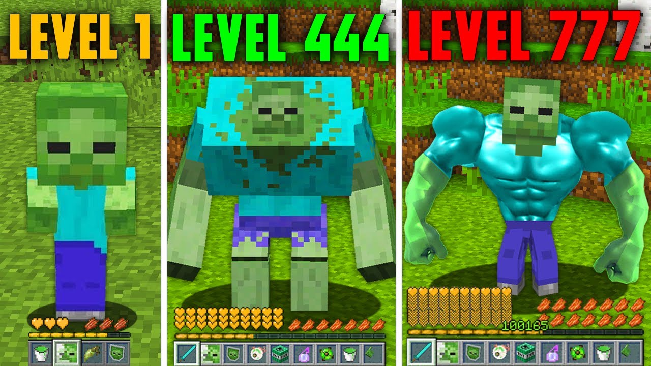 THE BEST ZOMBIE UPGRADE FROM 1 TO 777 LEVEL IN MINECRAFT BATTLE ...
