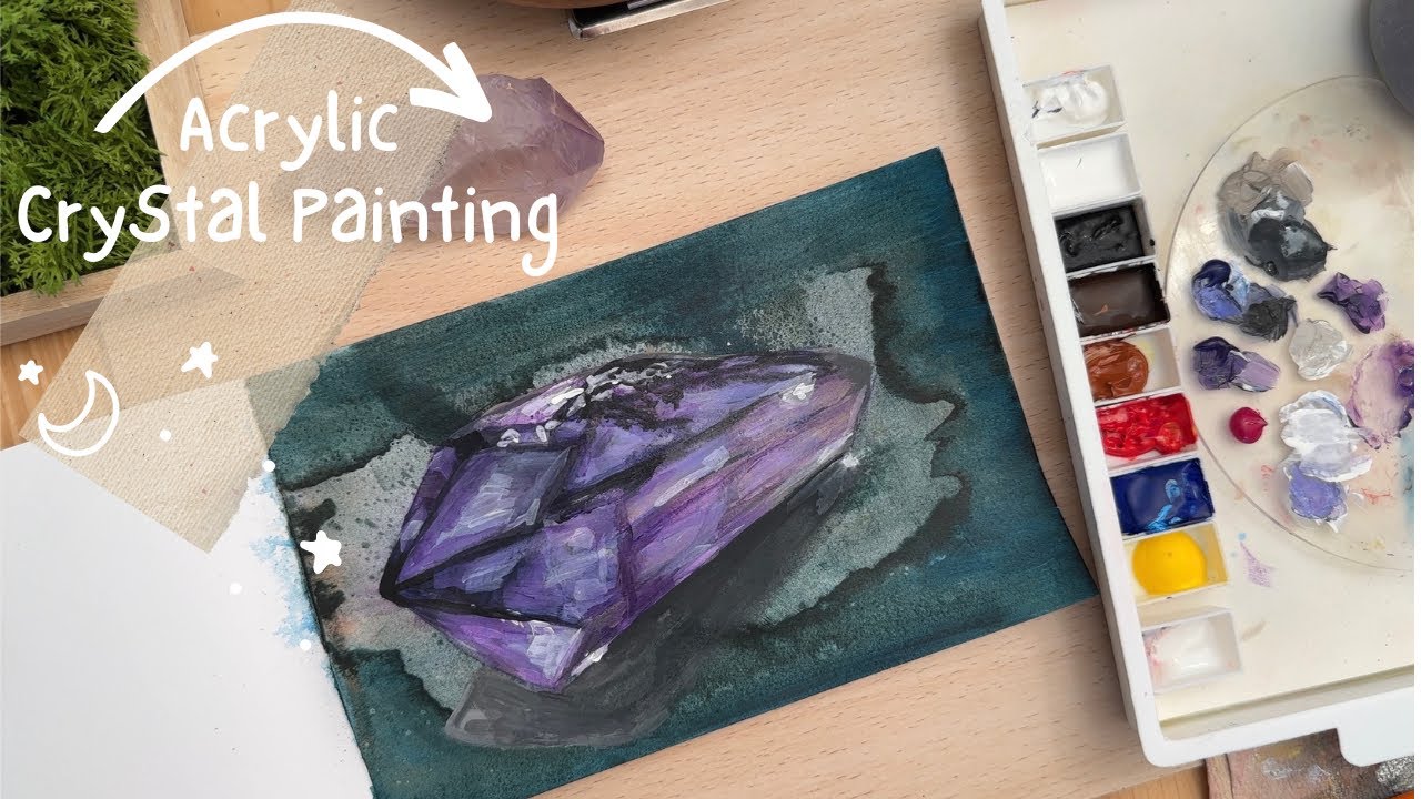 Paint an Amethyst Crystal With Acrylic Paint - YouTube