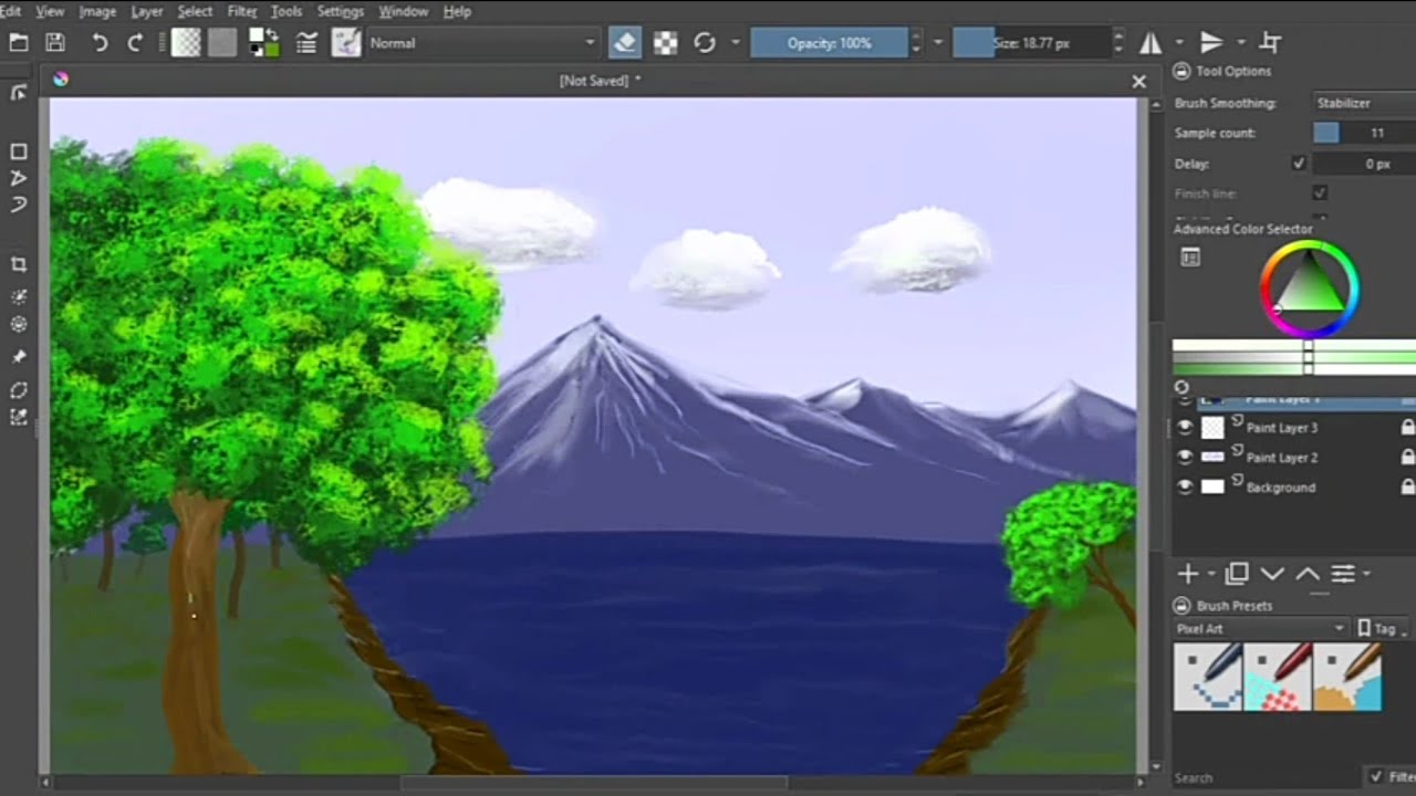 Natural scenary easy drawing || digital drawing#digital paintings ...