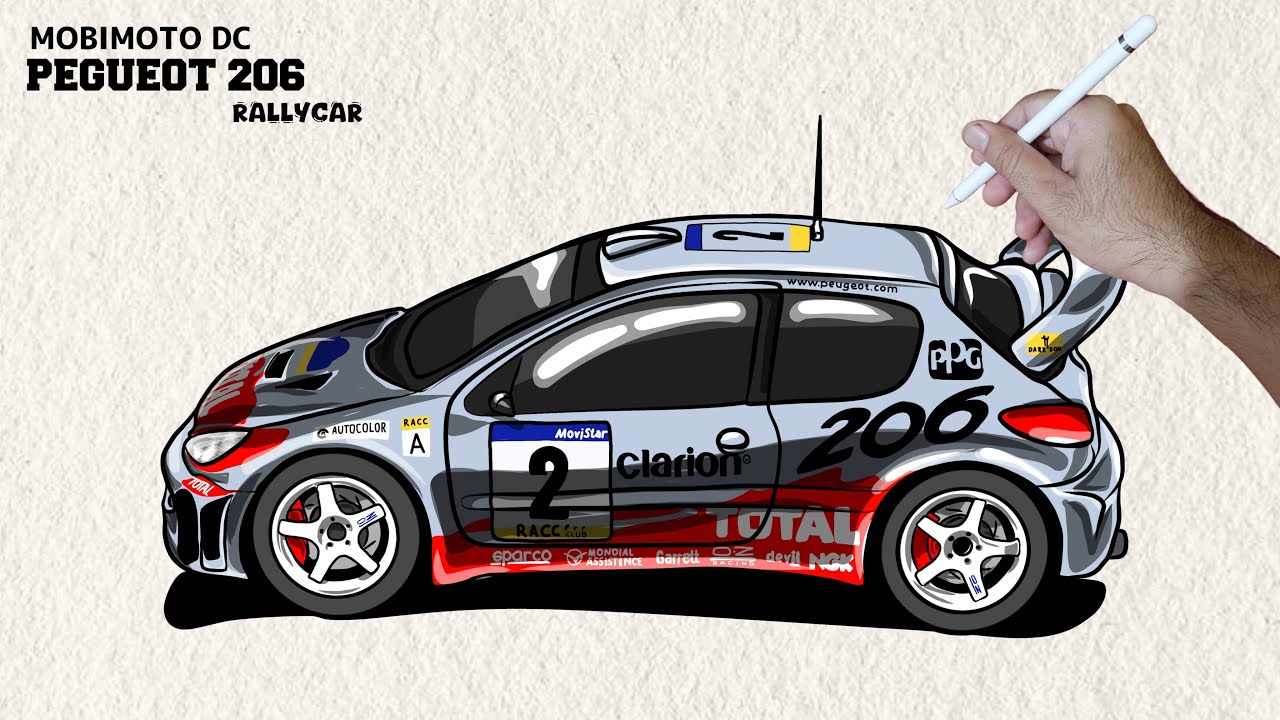 The Legend Rally car pegueot 206 Speed Draw - YouTube