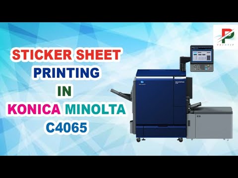 Sticker sheet printing in Konica Minolta c4065 - YouTube