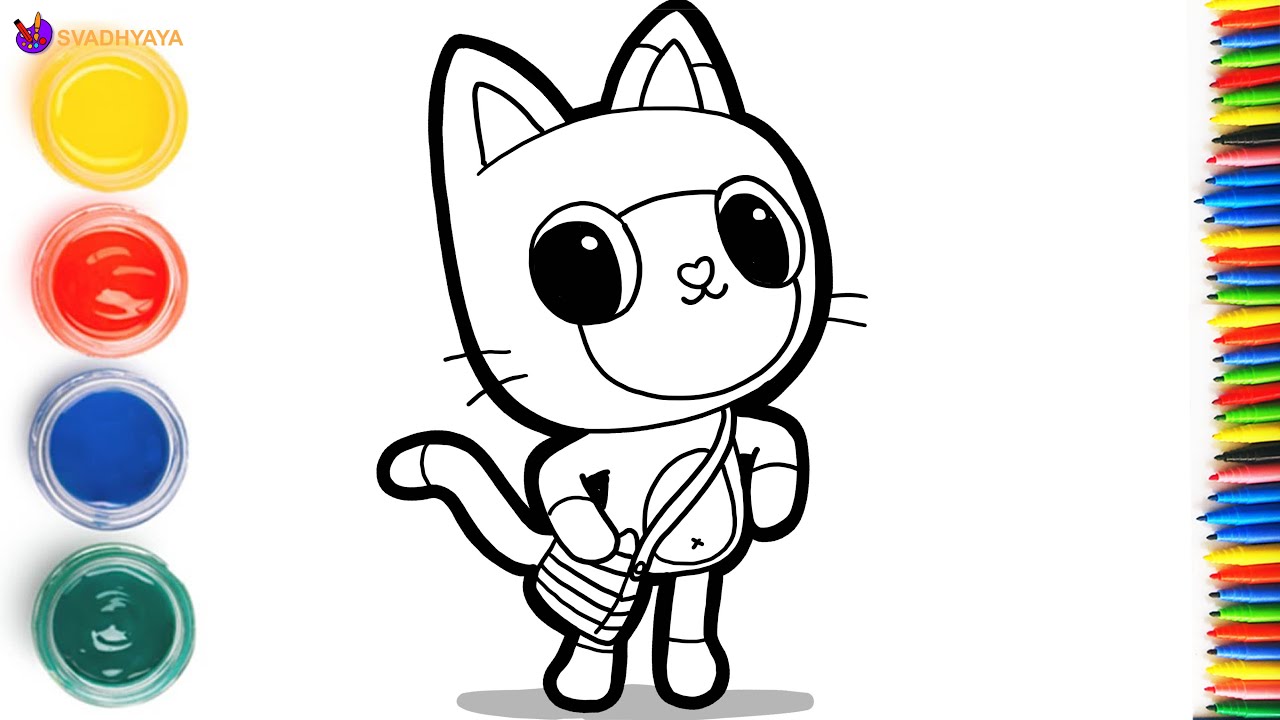 How to draw Gabby's Dollhouse, Pandy Paws drawing tutorial for kids ...