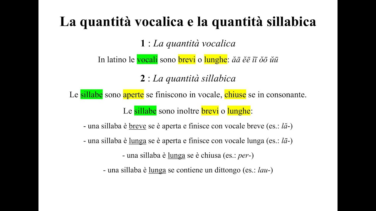 Breve o lunga? La quantità vocalica e la quantità sillabica in latino ...