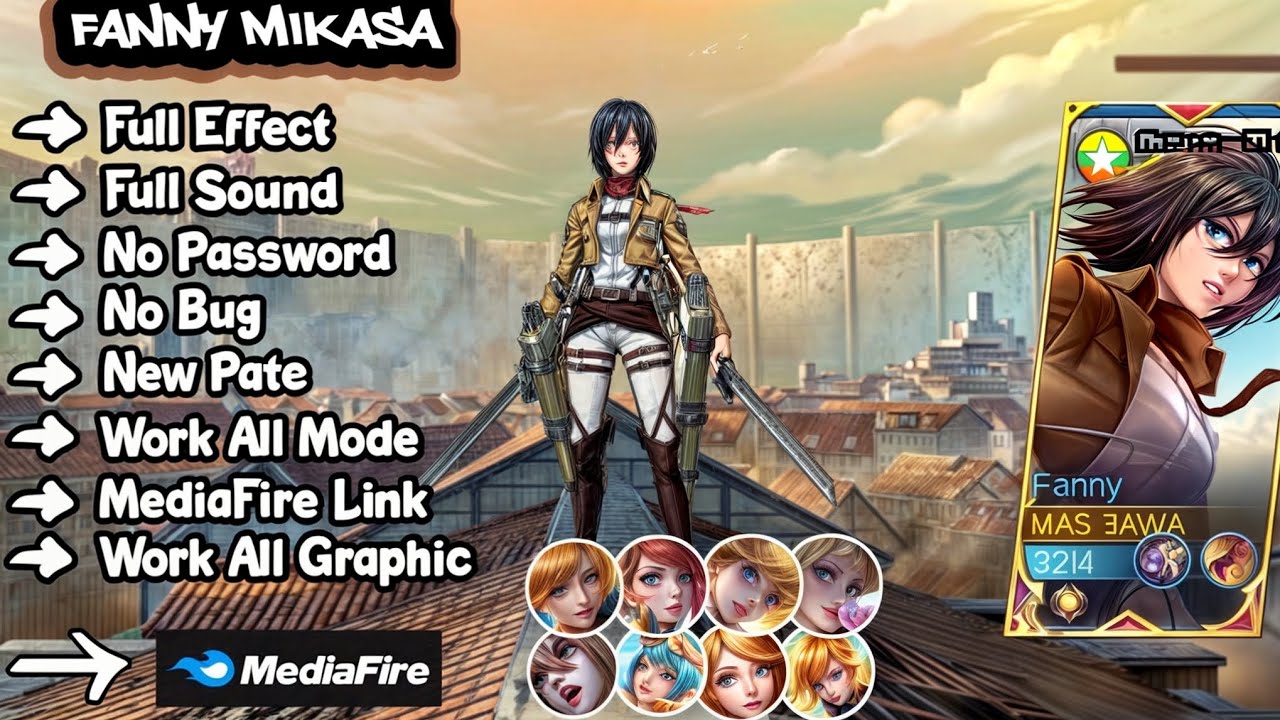 New Replace - Script Skin Fanny Mikasa Aot No Password | Fix Voice Sfx ...