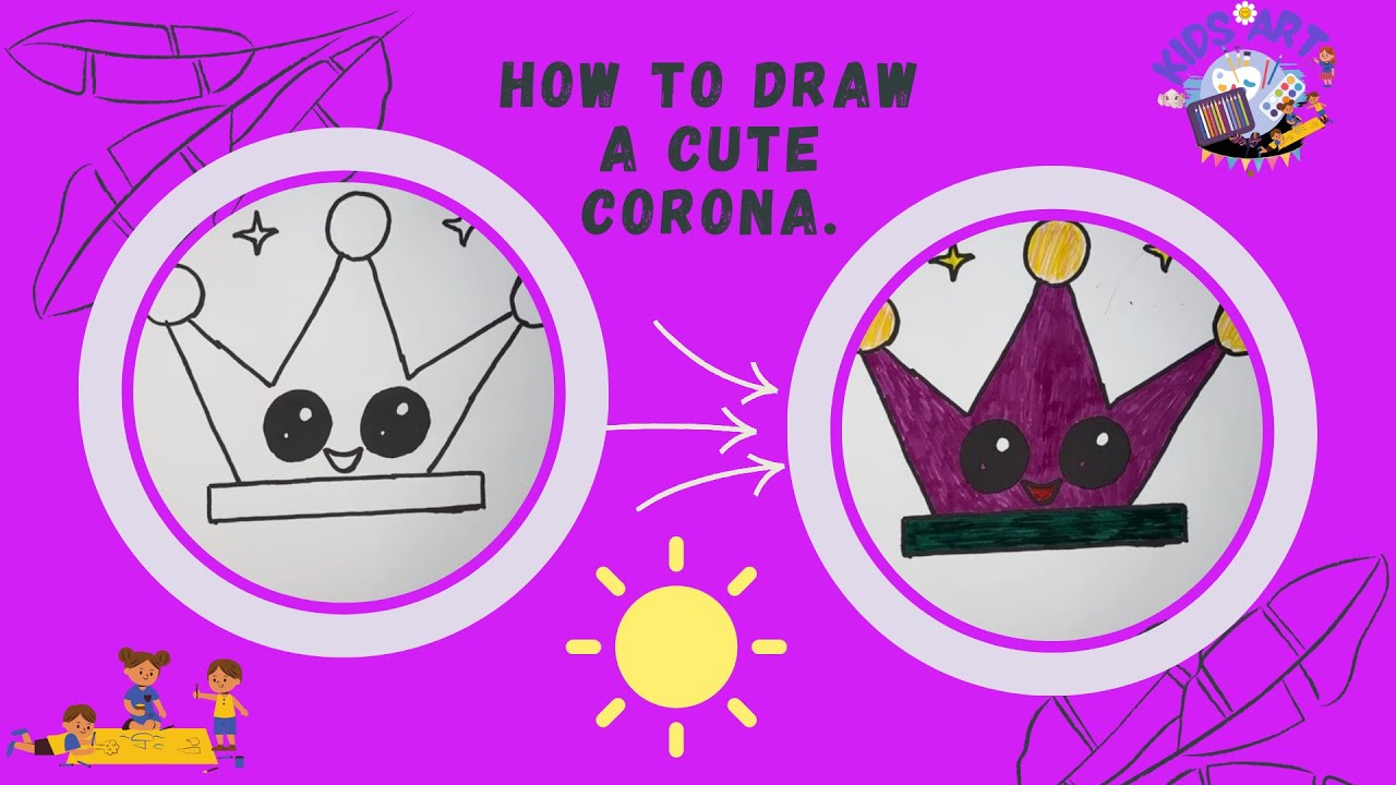 How to draw a cute CORONA👑 / easy drawing/ easy draw step by step - YouTube