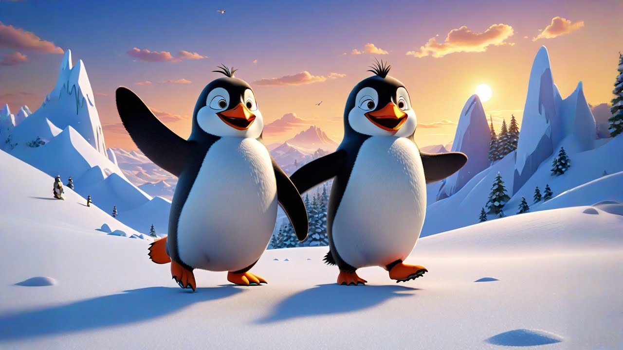 Five Little Penguins Slide Down Snow | Fun Winter Song for Kids | Baby ...