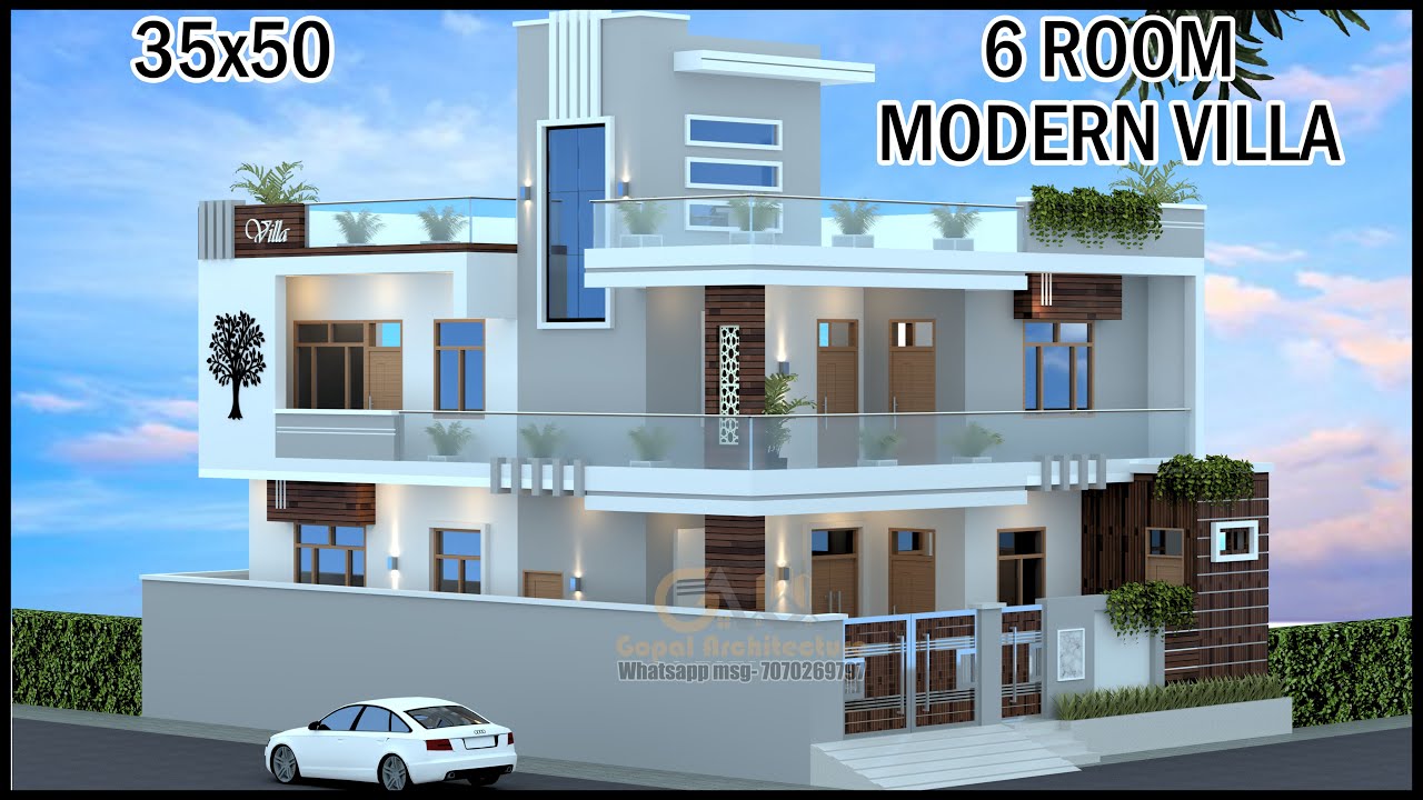 35'-0"x50'-0" 3D House Design | Modern Villa Design | Whatsapp/call +91-7078269797 - YouTube