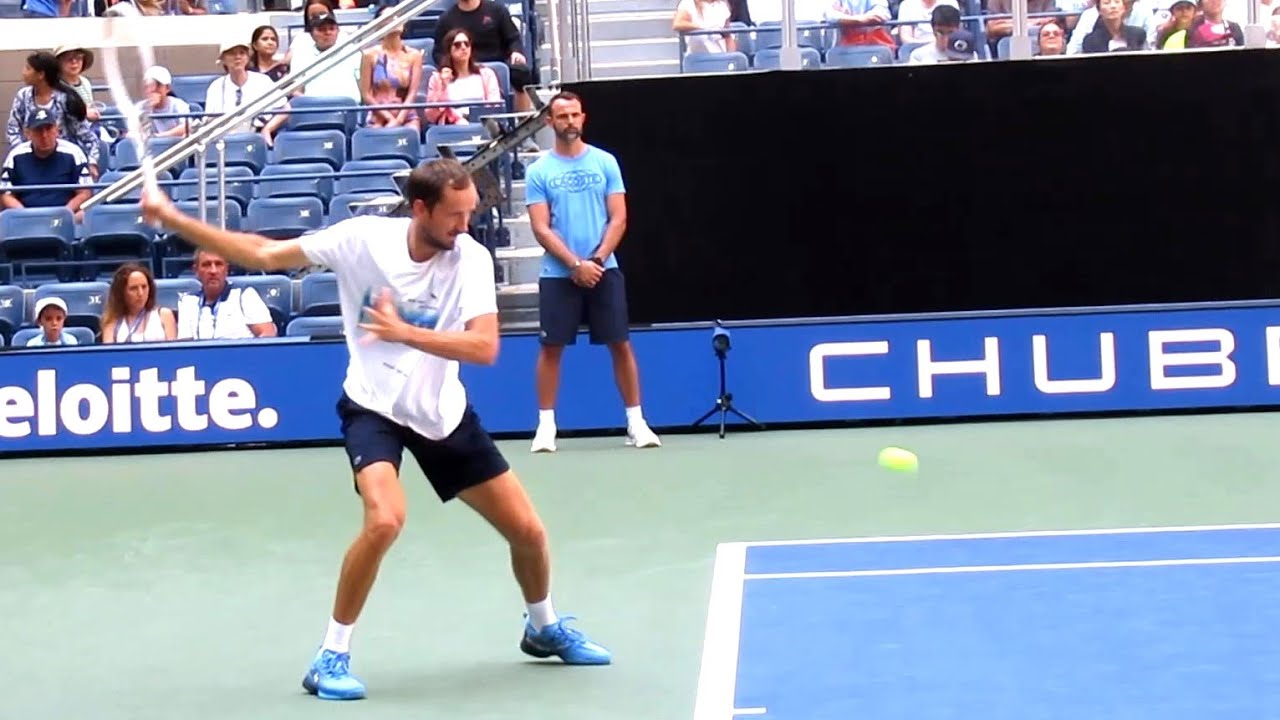 Daniil Medvedev Forehand & Backhand Side View | Court Level Practice ...