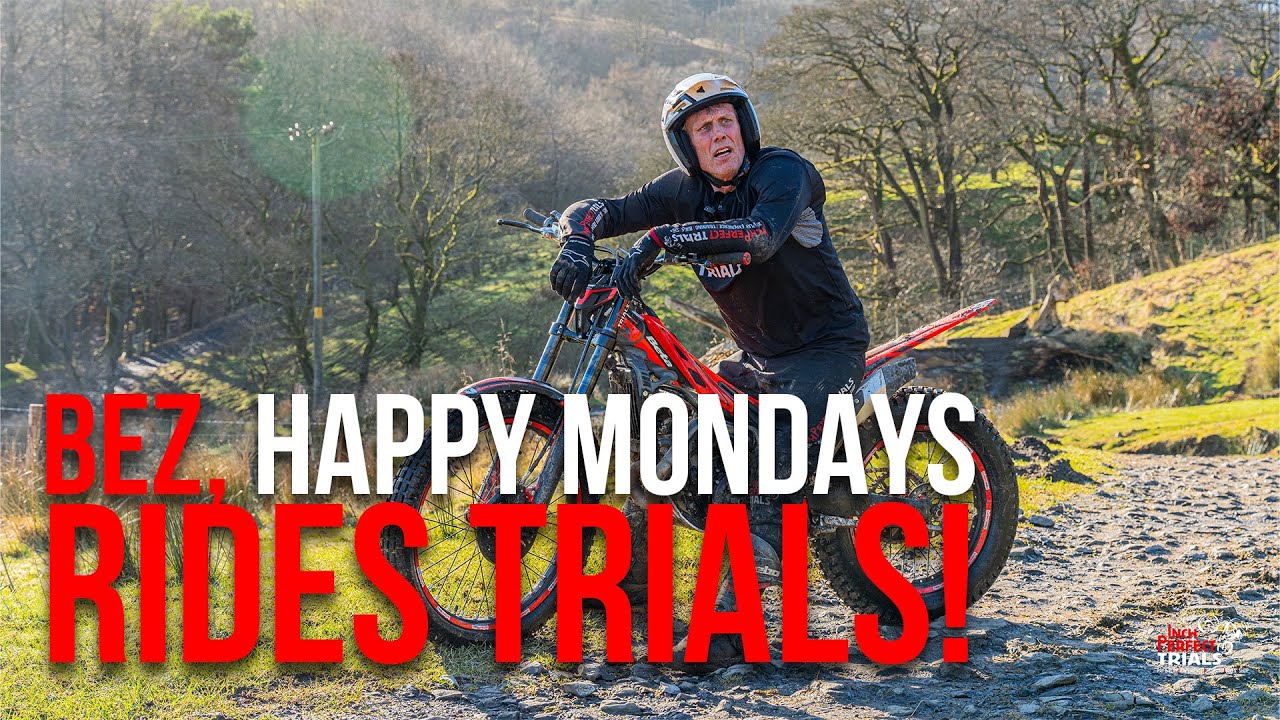 Bez, Happy Mondays, rides trials for the first time! - YouTube