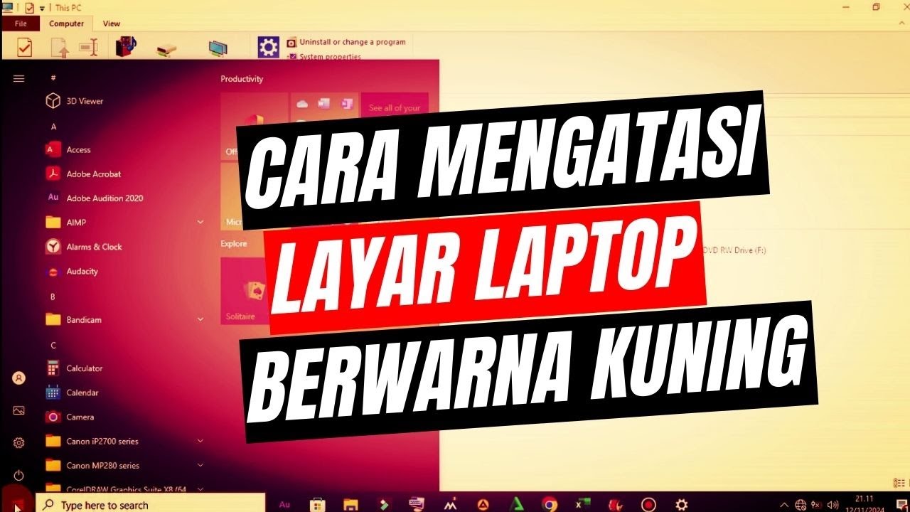 Cara Mengatasi Layar Laptop atau Komputer Berwarna Kuning - YouTube