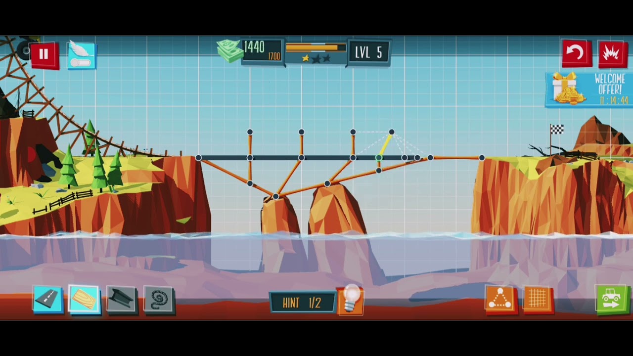 Playing a new game called build a bridge - YouTube