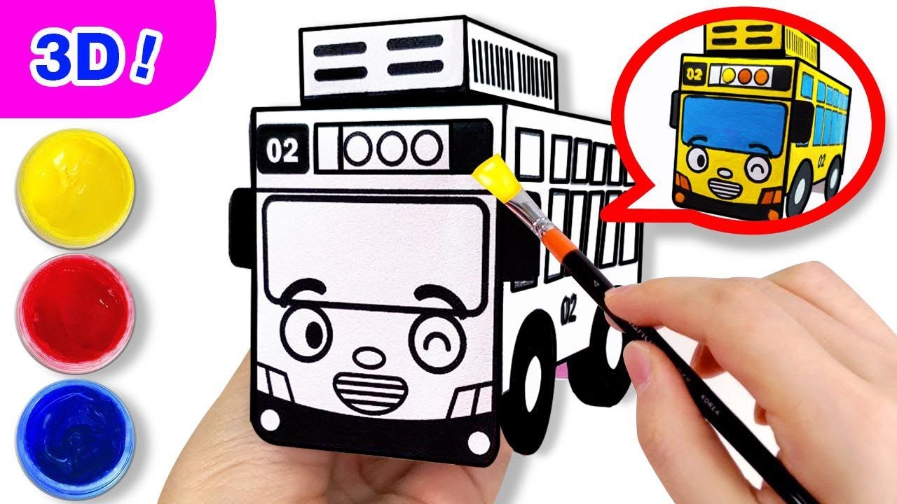 3D Coloring Rogi the Detective Color Yellow l Tayo Paper Craft l Tayo ...