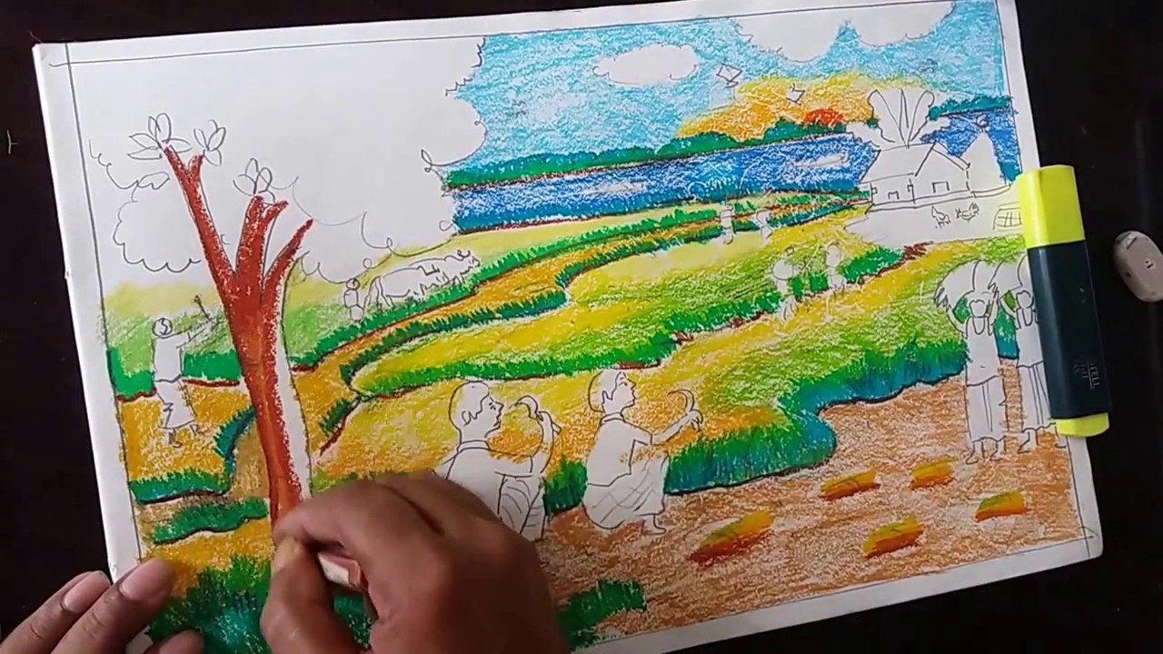 How to Draw scenery of late autumn season / draw late autumn season ...