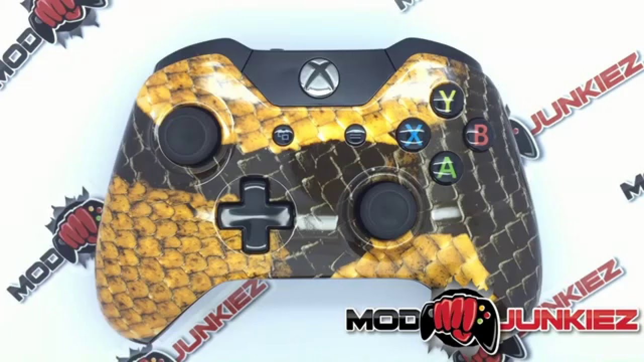 Hydro Dipped Gold Boa Snakeskin Xbox One Custom Controller - MODJUNKIEZ ...