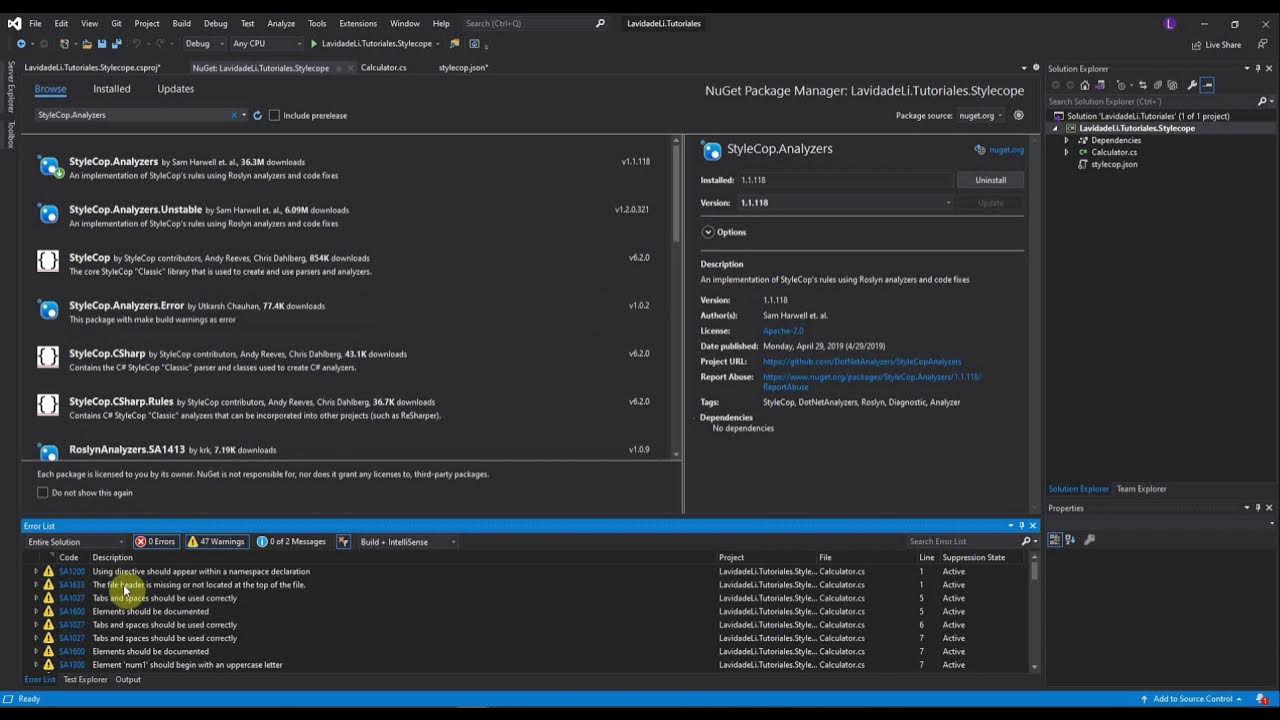 Cómo incluir stylecop en Visual Studio | C# .Net | La vida de Li - YouTube