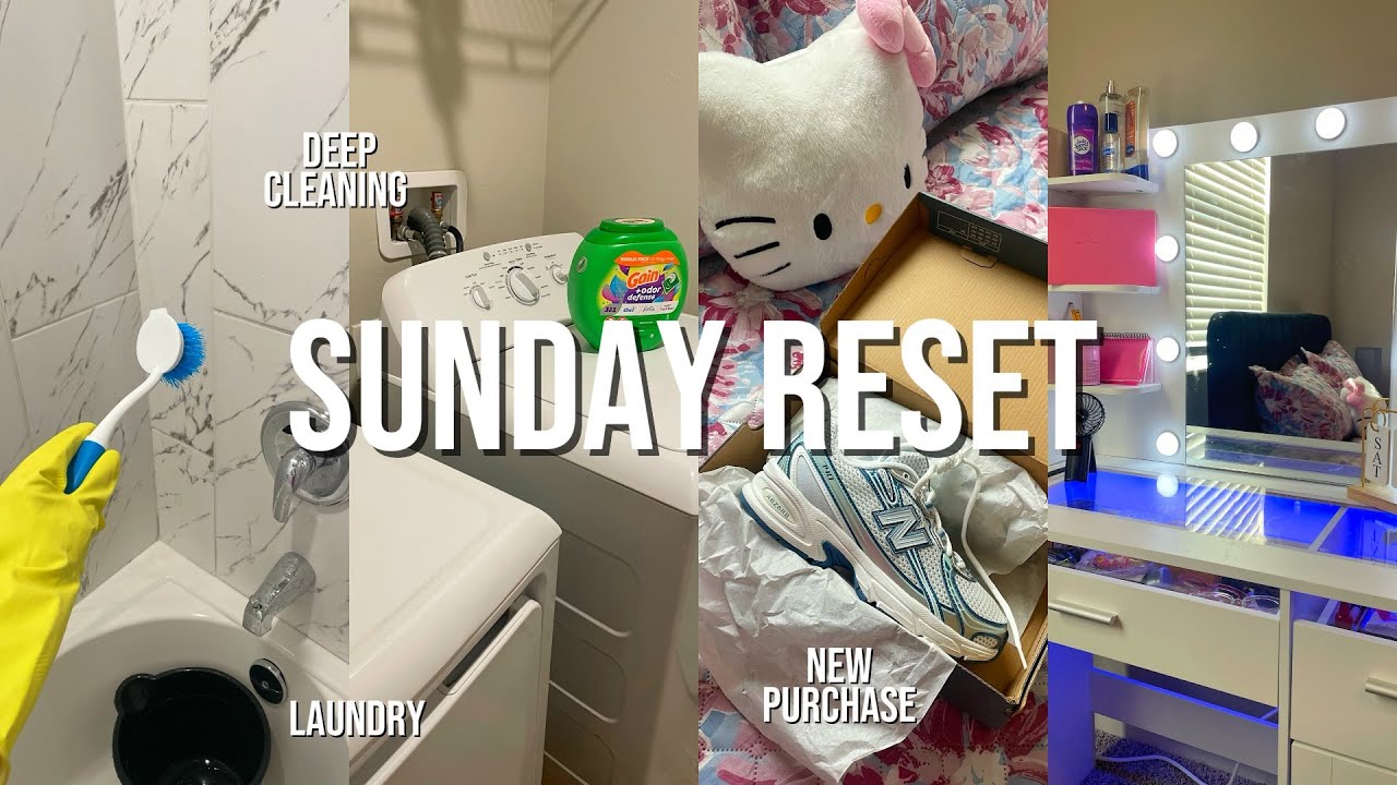 Girly Sunday Reset 🤍 Getting my life together | Cleaning, Laundry, New ...