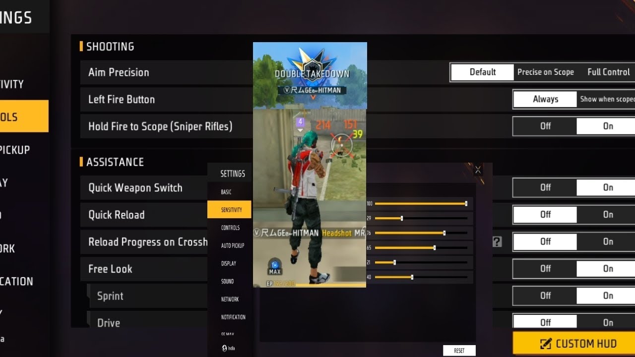 Control Settings Free Fire | pro player settings Free Fire 2024 | Free ...