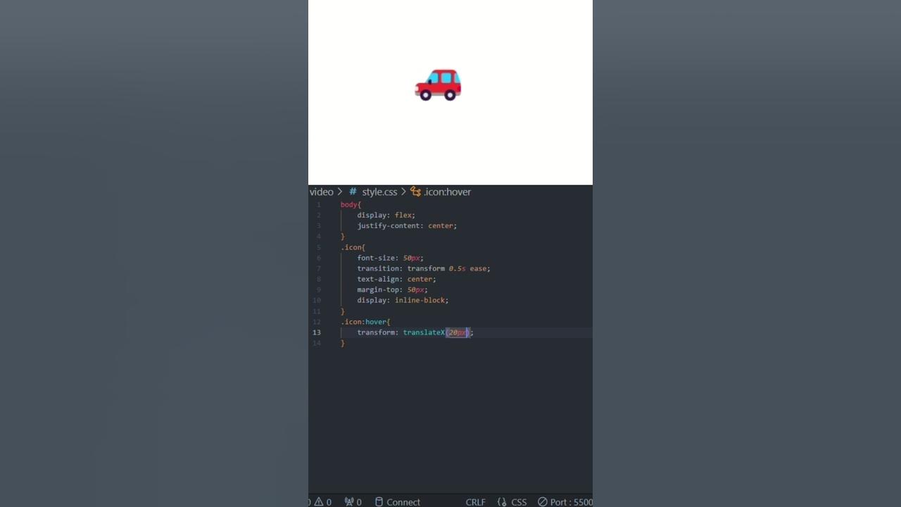 Tips-016 CSS Sliding Car Icon on Hover #coding #webcoding #programming #ytshorts #trending # ...