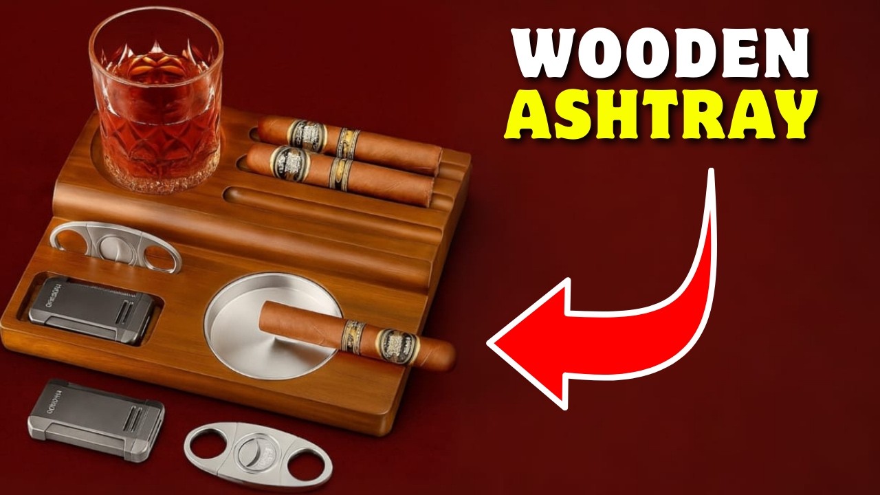 Premium Wooden Cigar Ashtray Set Review | Lighter, Cutter & Whiskey ...
