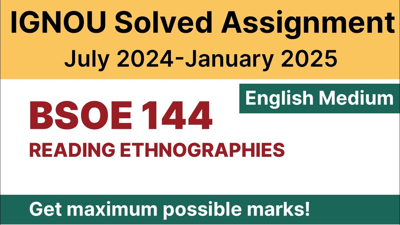 IGNOU BSOE 144 Solved Assignment 2024-25 PDF Download | English Medium ...