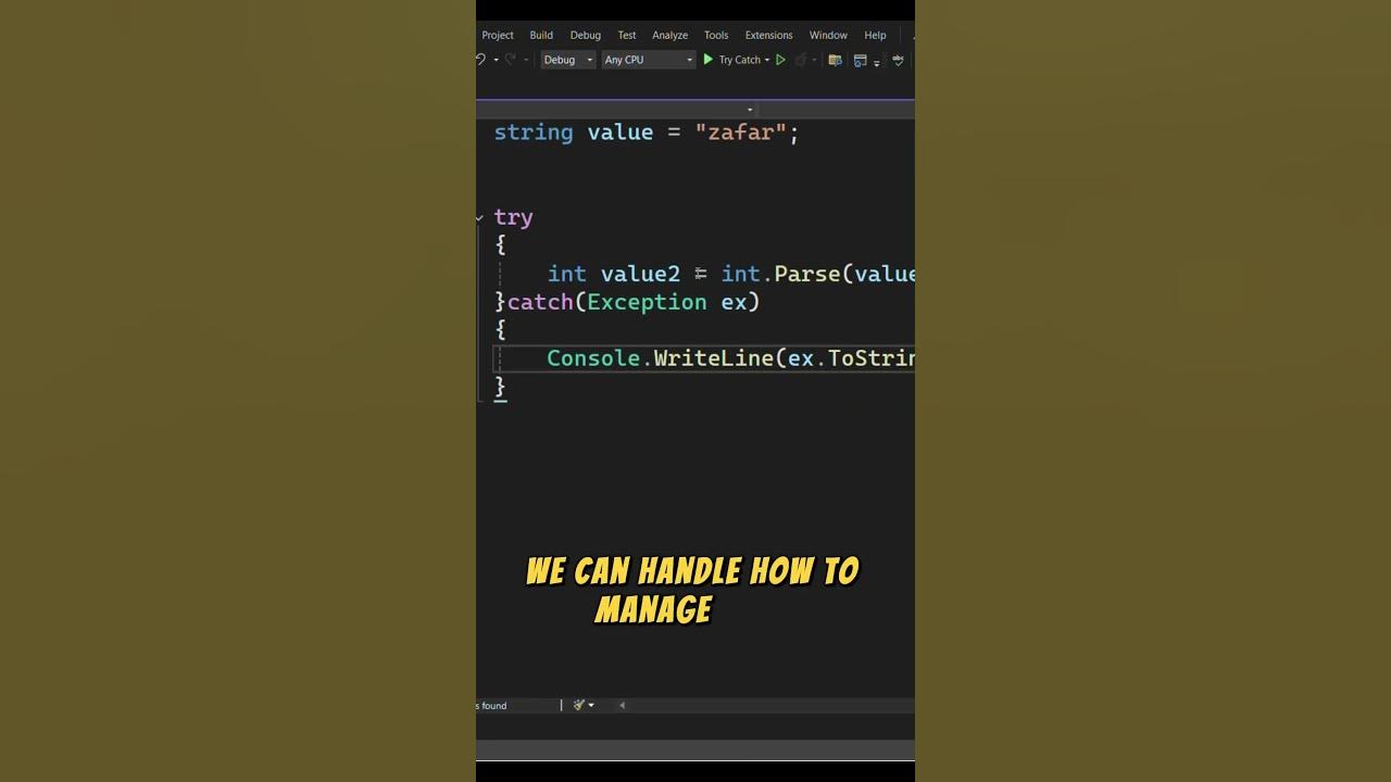How to Handle exceptions using try catch in C# - YouTube