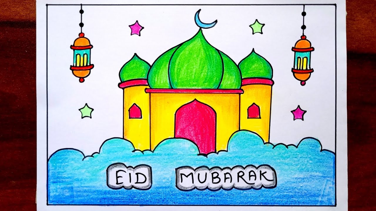 Eid Mubarak Drawing | Ramadan Drawing Easy Steps - YouTube