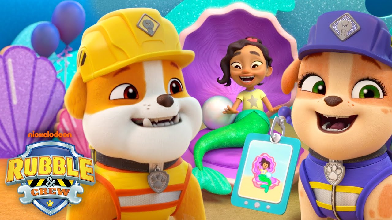 Rubble Builds a Mermaid Tail for a Birthday Party! w/ Mix, Wheeler ...