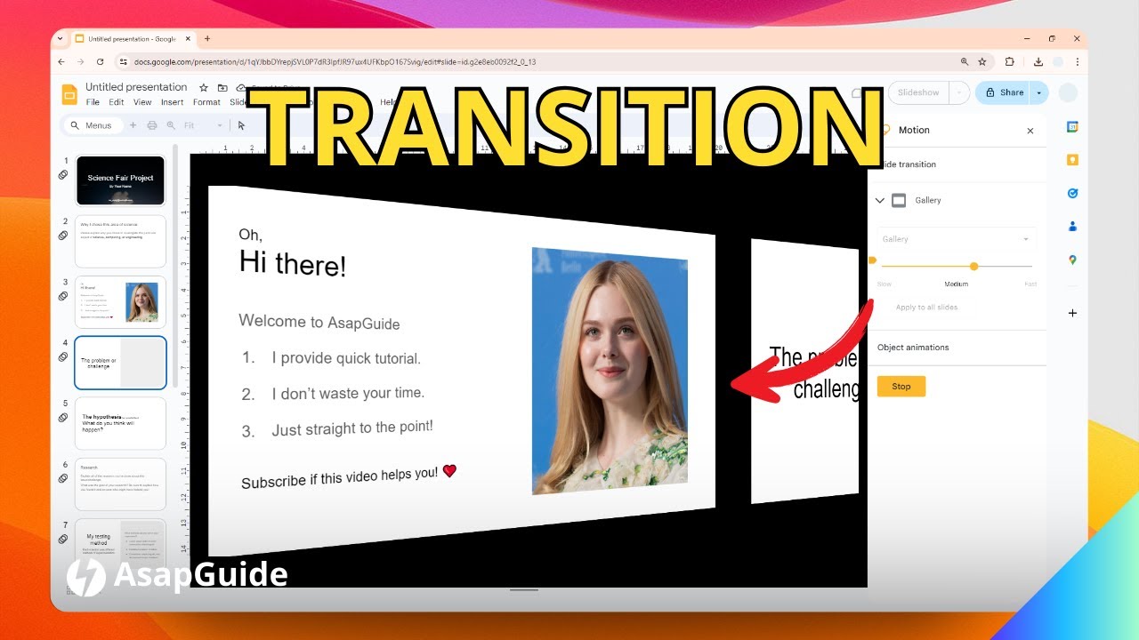 How to Set a Transition for a Slide in Google Slides - YouTube