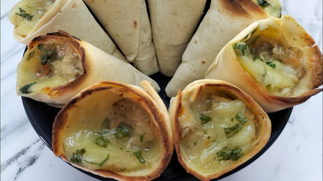 Chicken Cheese Cone | Chicken and Cheese Stuffed in Tortilla | Savory ...