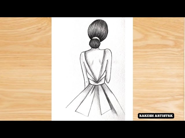 Pencil Sketch Of A Girl Standing A Standing Woman With A Child At Her