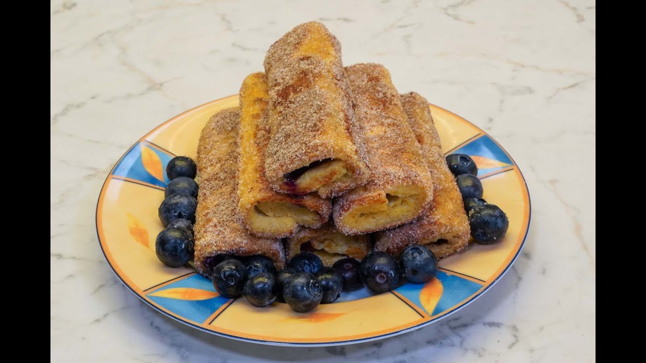 Toast Rollen mit Nutella Frischkäse und Blaubeeren (Armer Ritter) - YouTube