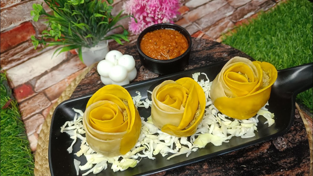 Rose momos recipe | bazar Jaise momos | how to make rose shape momos ...