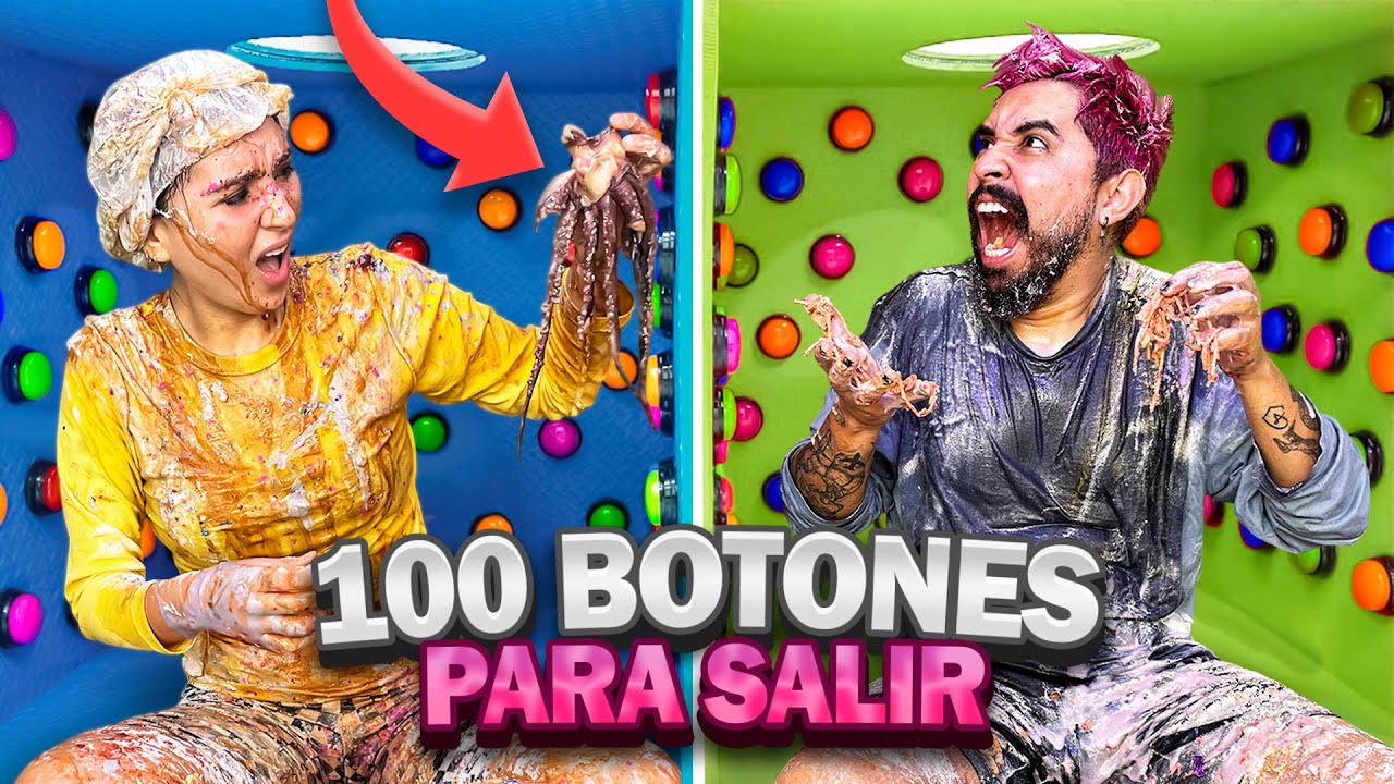 100 BOTONES MISTERIOSOS SOLO 1 PARA ESCAPAR CON MI ESPOSA - YouTube