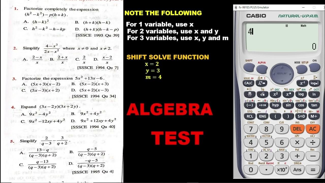 WASSCE ALGEBRA OBJECTIVES PART 1-W HOW TO USE THE CALCULATOR DURING ...