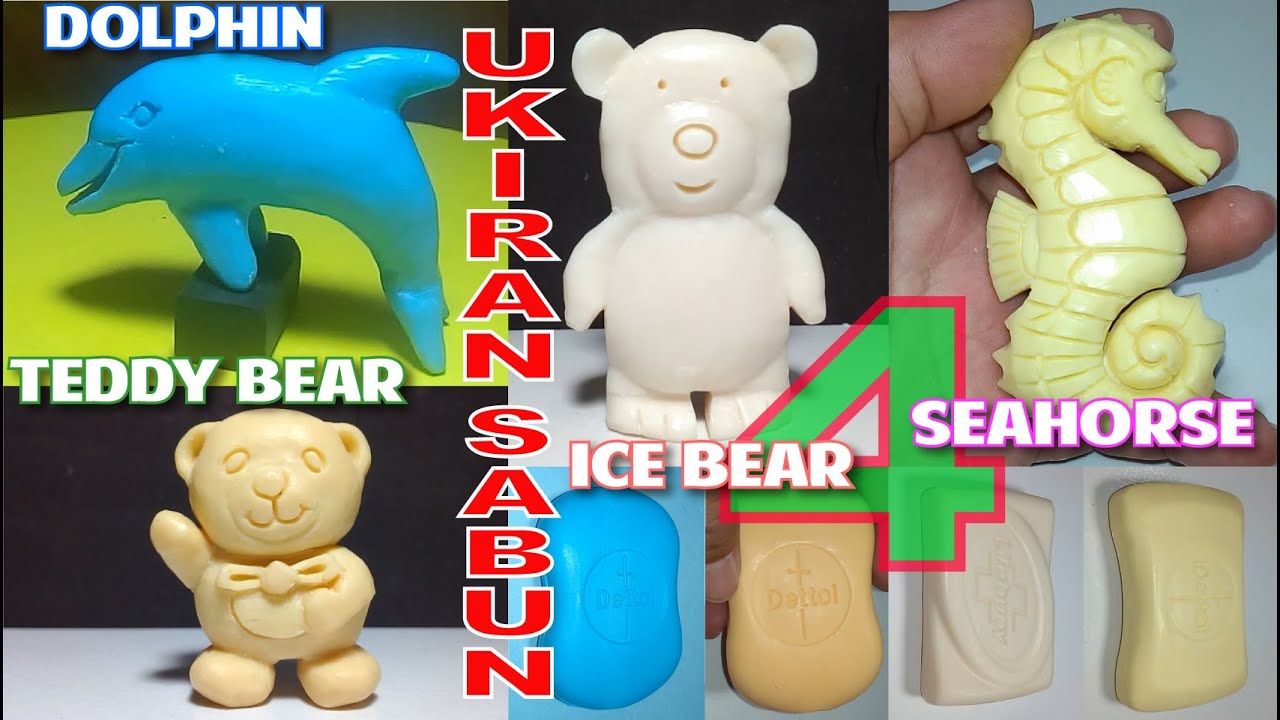 4 Cara Membuat Ukiran Sabun Yang Mudah | Dolphin | Ice Bear | Seahorse ...