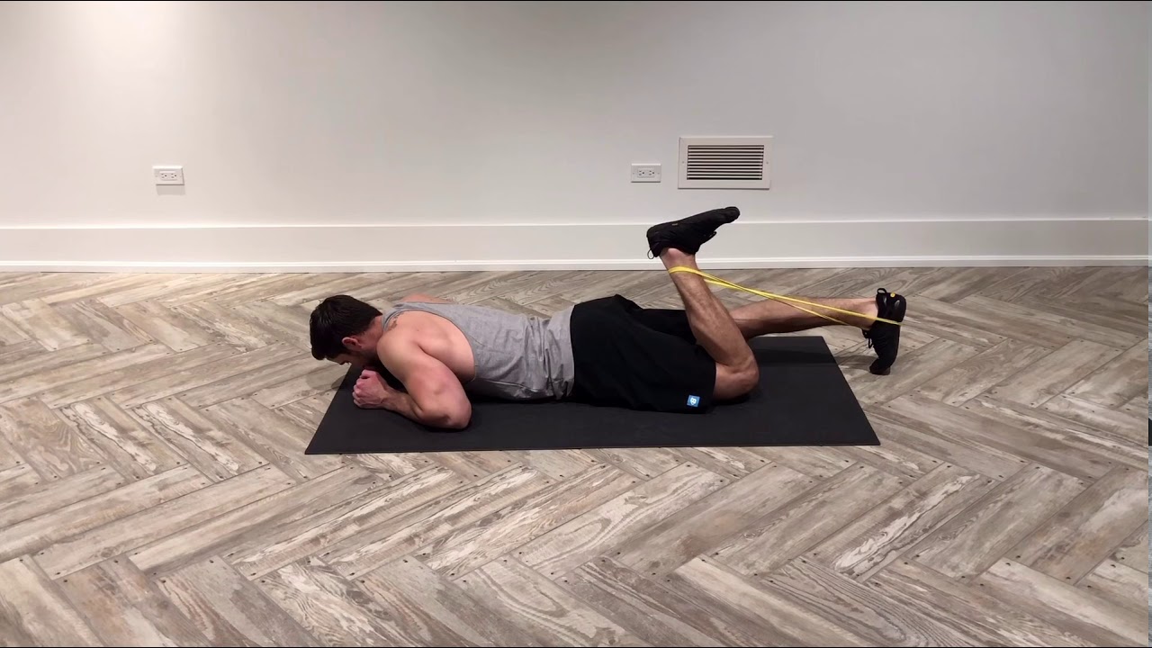 Single Leg, Mini Band Laying Hamstring Curl - YouTube