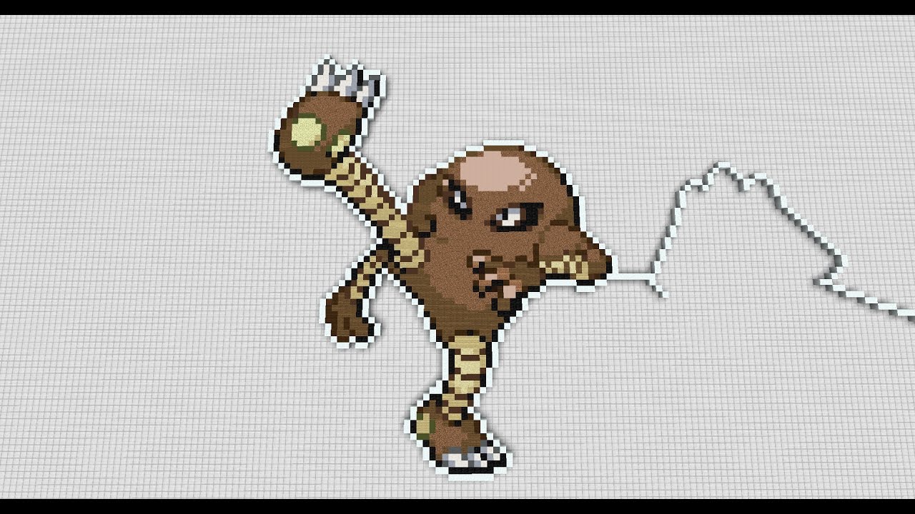 [11] Minecraft pixel art Pokemon "Hitmonlee" - YouTube